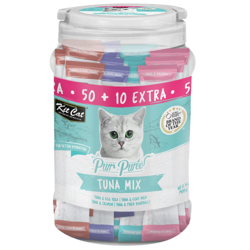 Kit Cat Puree Value Tuna Mix، Economy Pack 60x15g – Petite